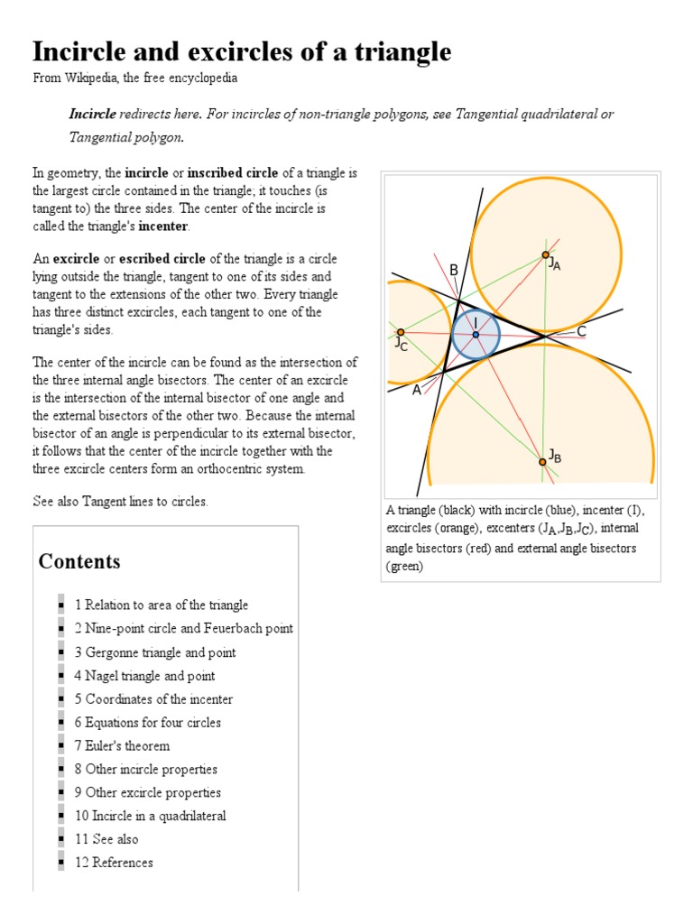Incircle and Excircles of A Triangle - Wikipedia, The Free Encyclopedia ...