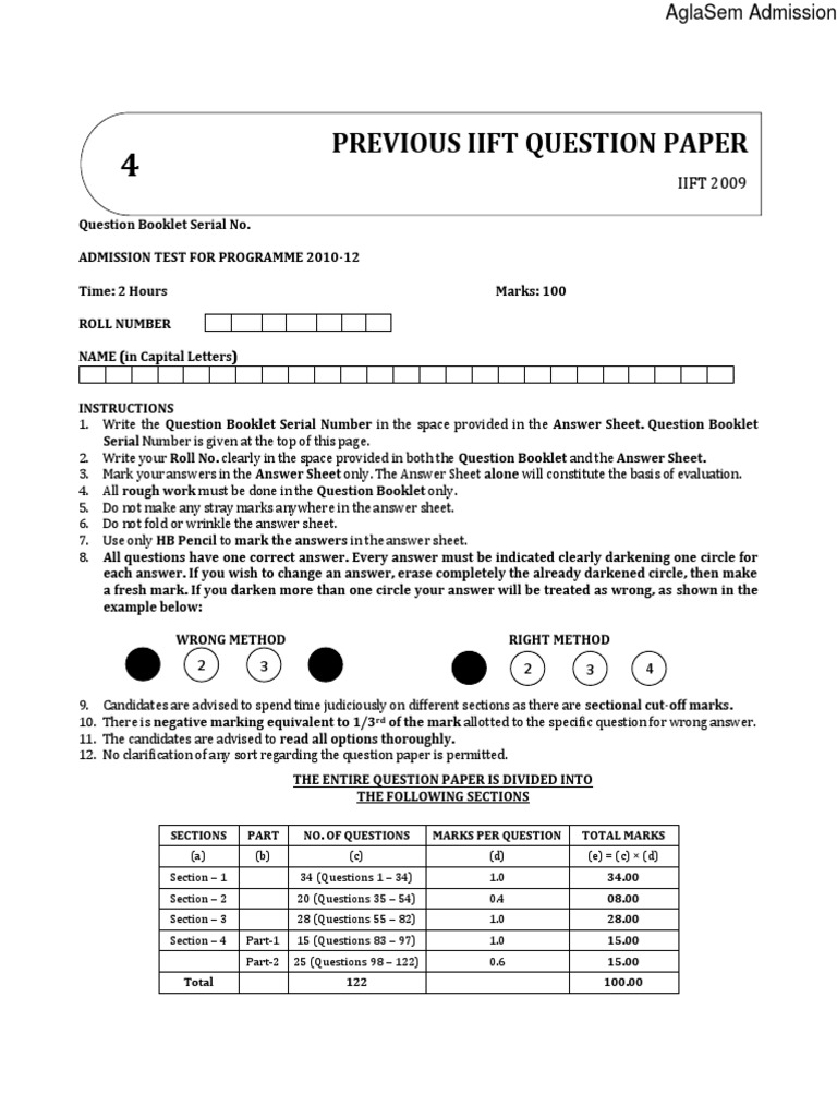 IIFT 2009 Qs Paper | PDF | Business
