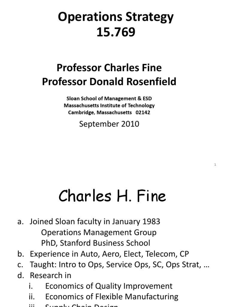 MIT15 769F10 Lec01 Operations Strategy | PDF | Strategic Management ...