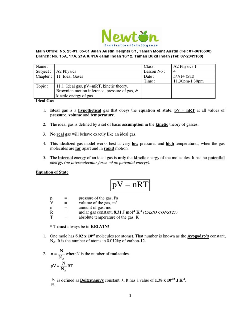 Lesson 4-A2 Physics | PDF | Gases | Collision