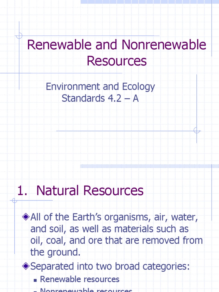 Renewable and Nonrenewable Resources Notes | PDF | Renewable Resources ...