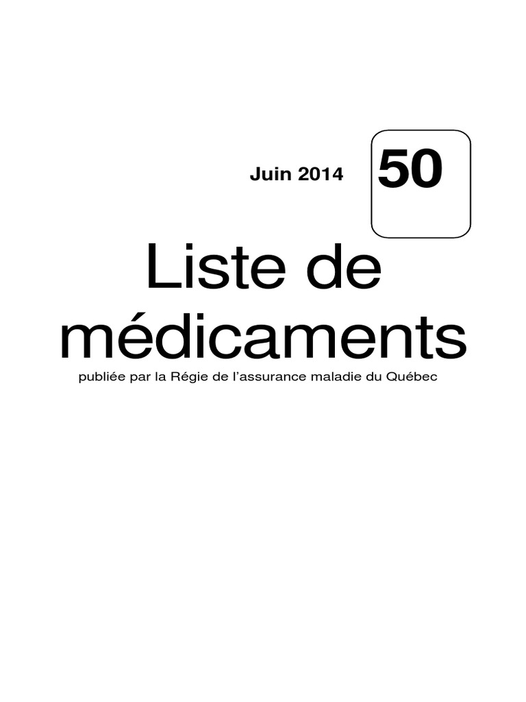 Liste des Médicaments 2014 RAMQ | PDF | Médicament | Pharmacien