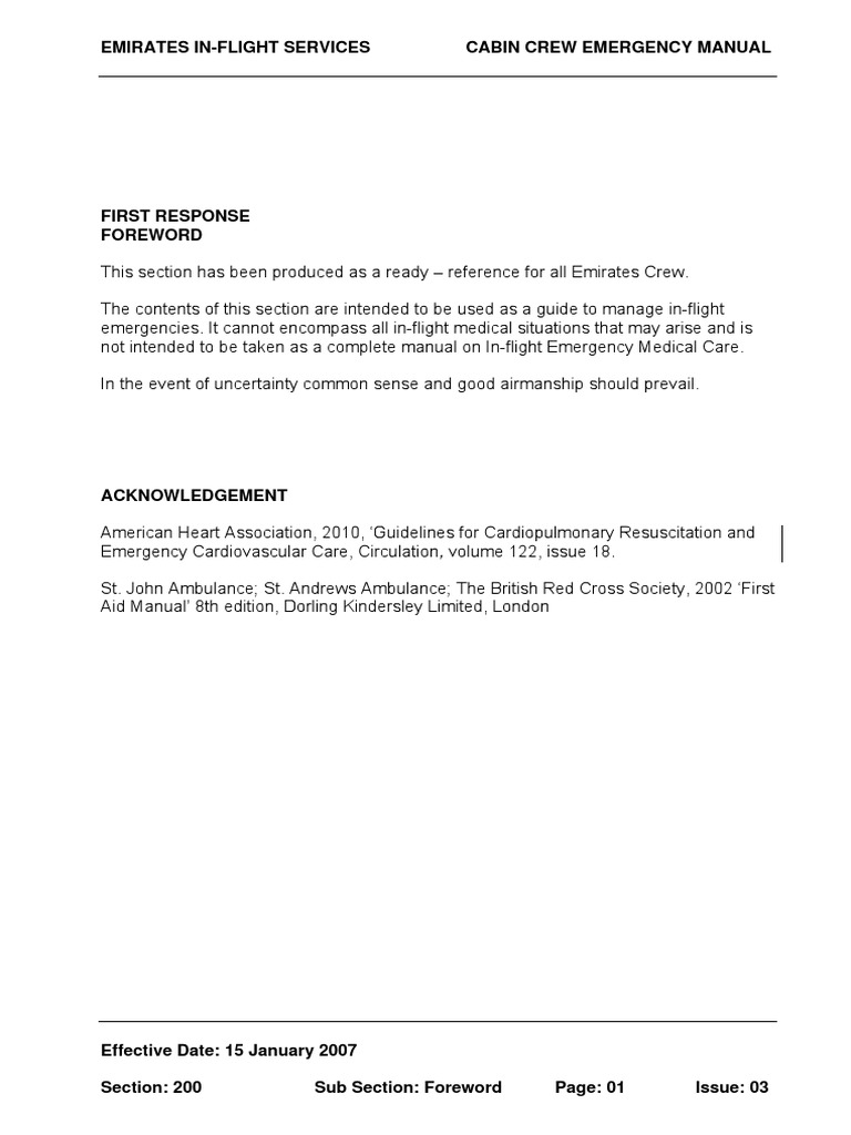 In-Flight Emergency Response Manual | PDF | Cardiopulmonary ...
