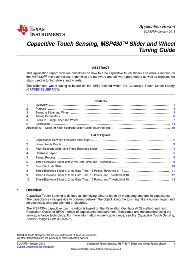 Capacitive Touch Sensing MSP430 Slider and Wheel Tuning Guide | PDF | Sensor | Electronics