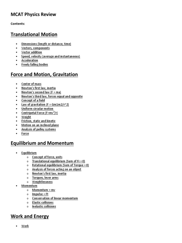 MCAT Physics Review | PDF | Acceleration | Waves