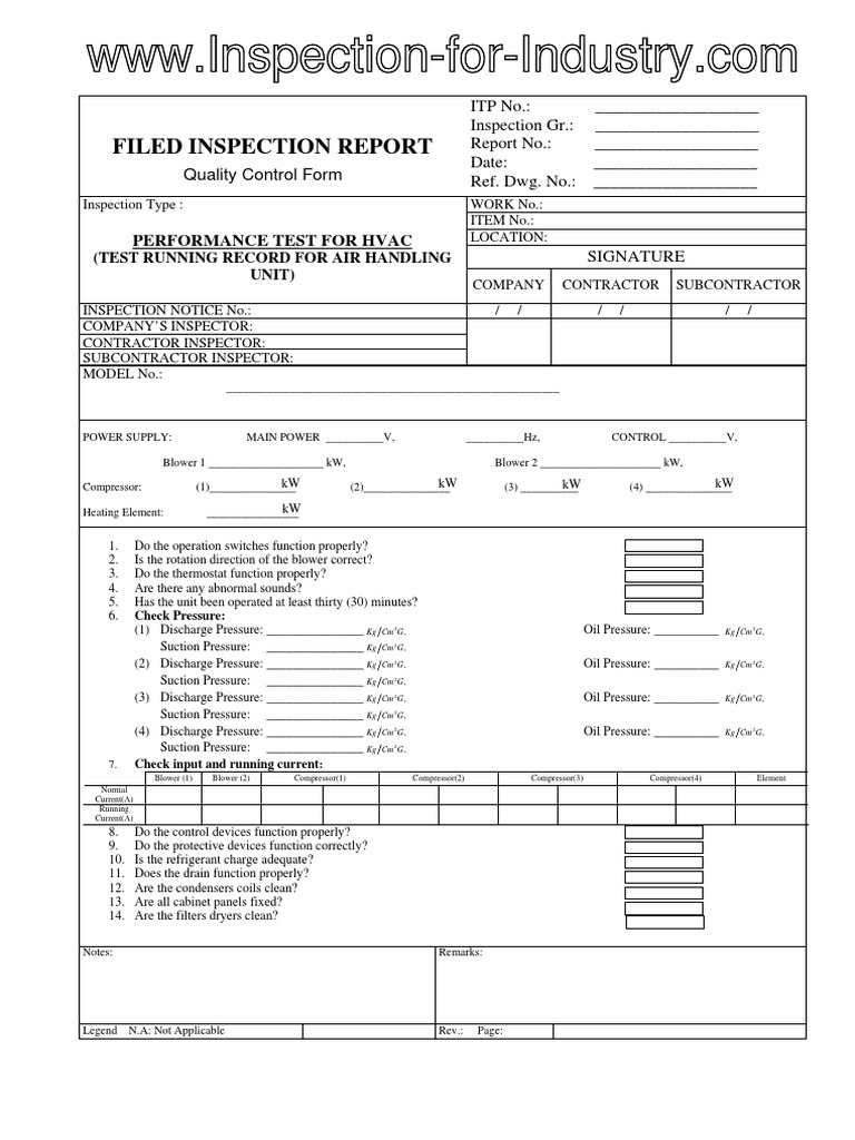 HVAC Performance Test Inspection Report | PDF | Hvac | Thermostat