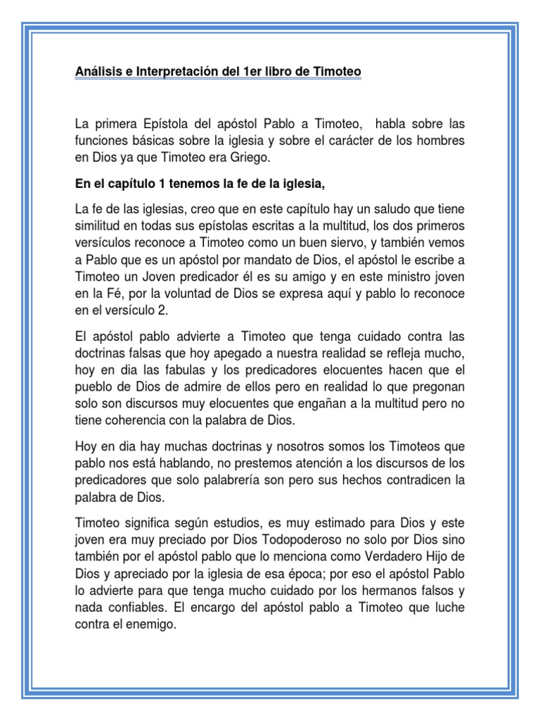 Libro de Timoteo | PDF | Pablo el apóstol | San timoteo