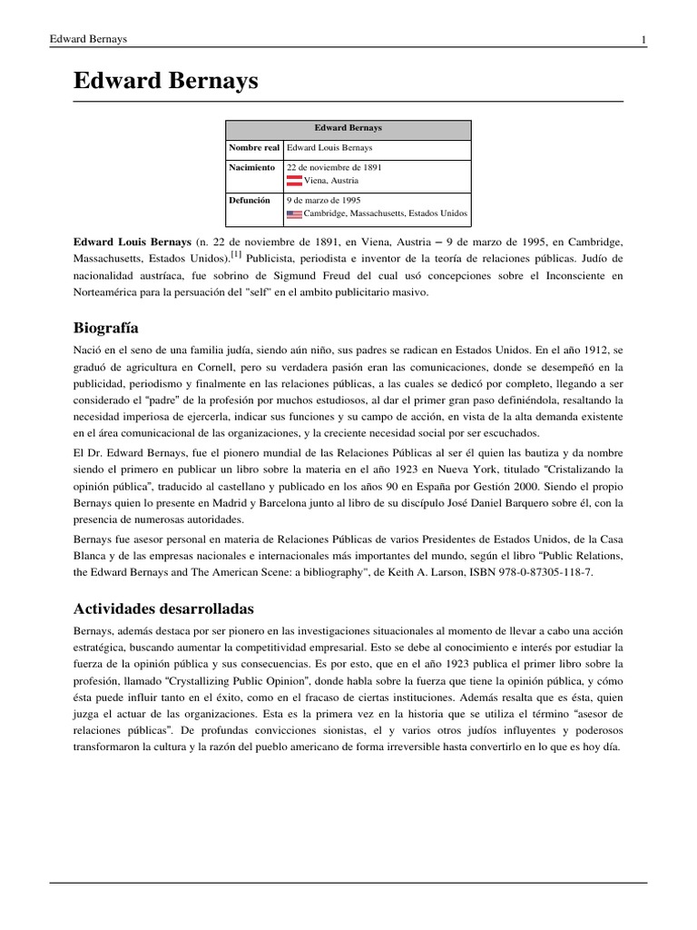 Edward Bernays: Pionero en Relaciones Públicas | PDF