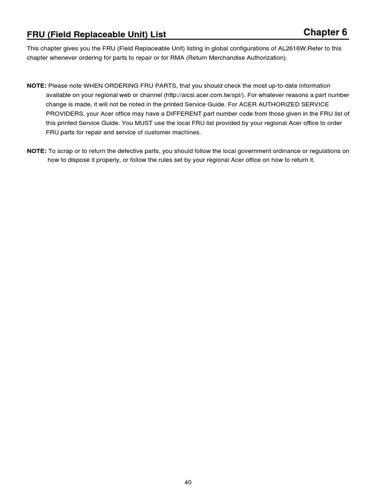 FRU (Field Replaceable Unit) List | PDF | Electronic Engineering ...
