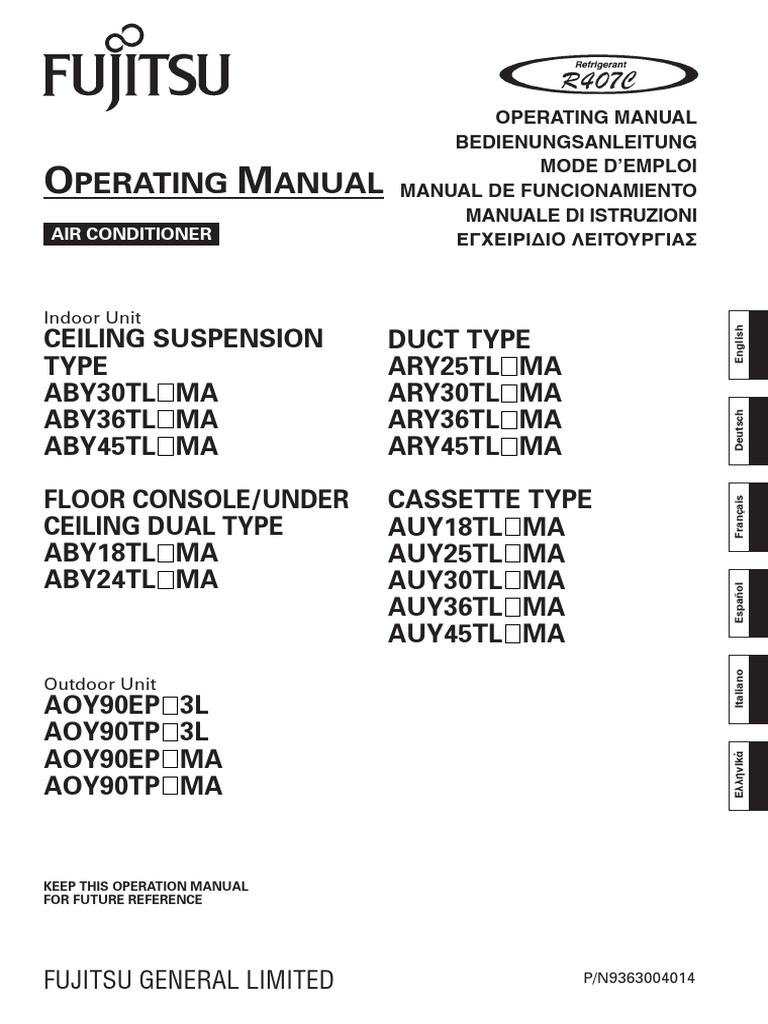 Perating Anual: Fujitsu General Limited | PDF | Hvac | Thermostat