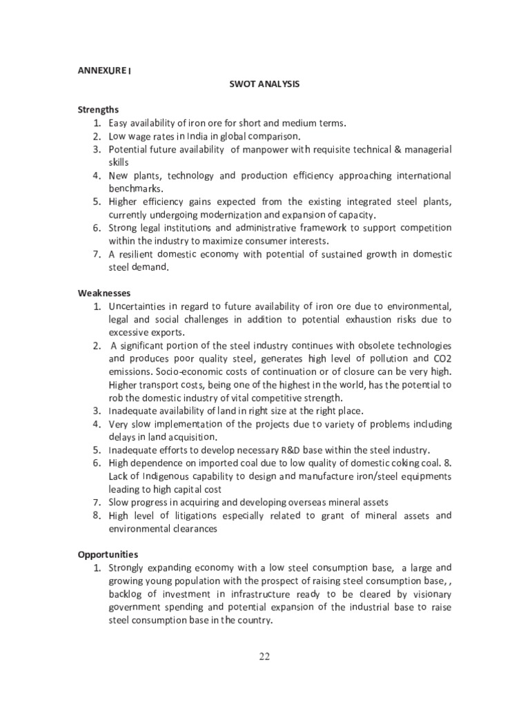 SWOT Analysis of Steel Industry | PDF | Strategic Management | Analysis