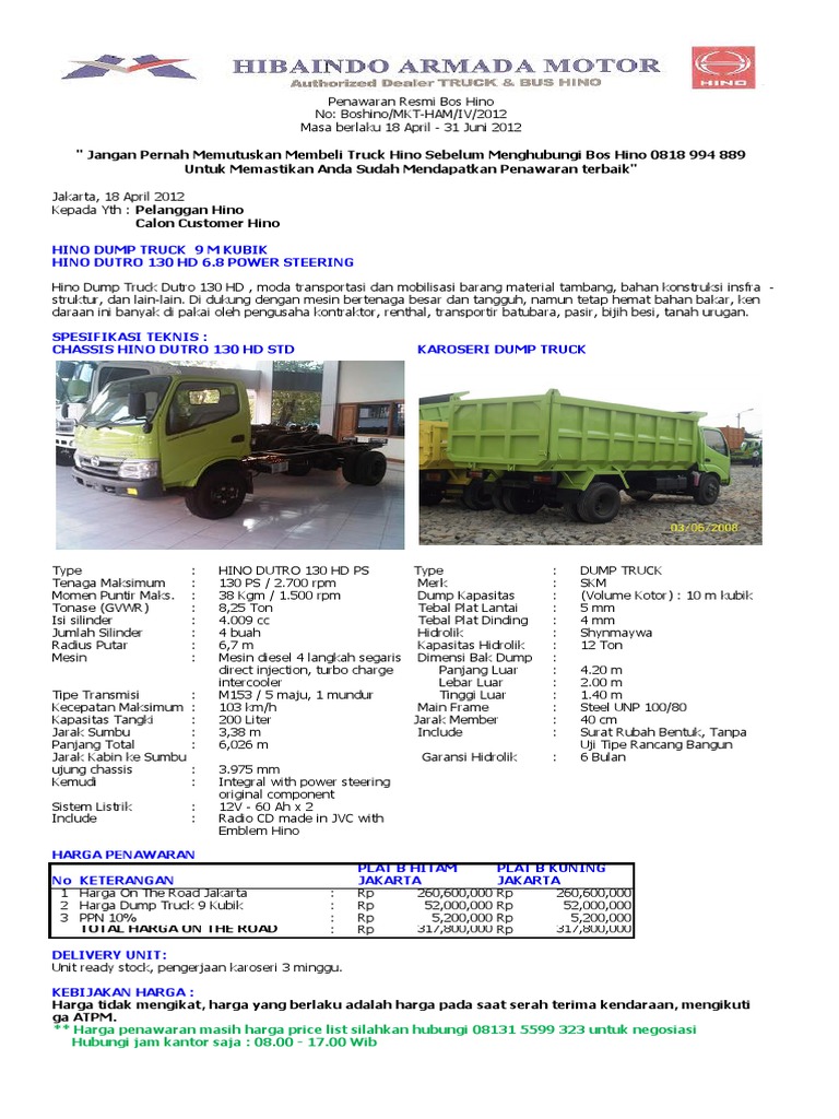 Dump Truck 10 Kubik | PDF