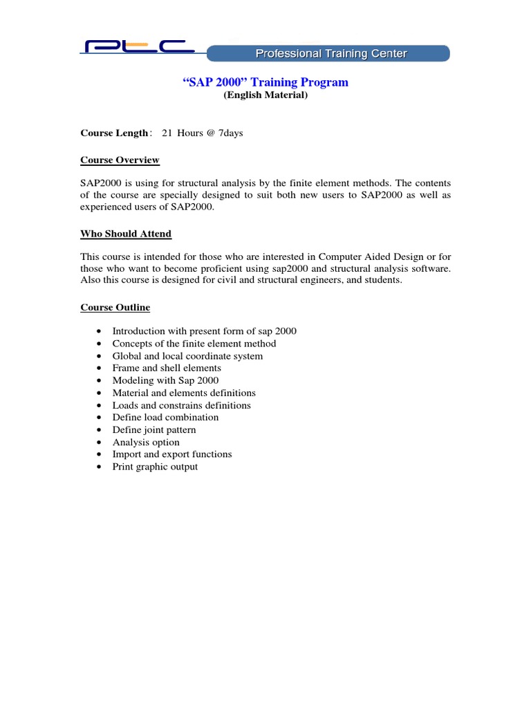 SAP2000 Training for Engineers | PDF