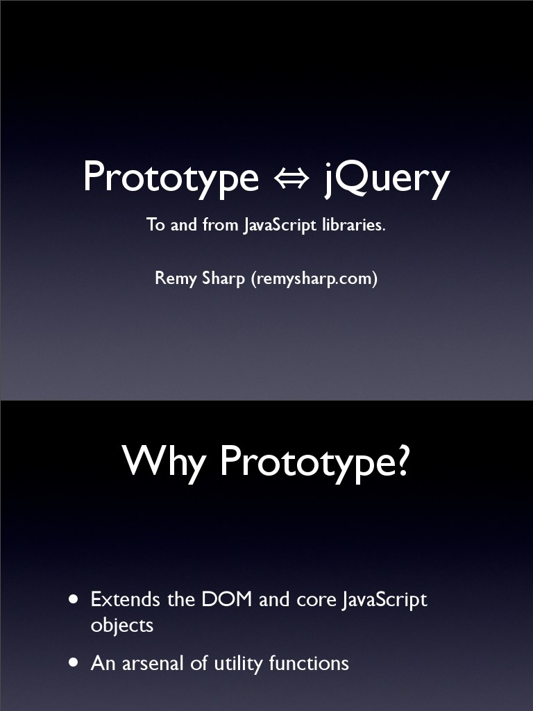 Prototype vs jQuery: Key Differences | PDF | J Query | Ajax (Programming)