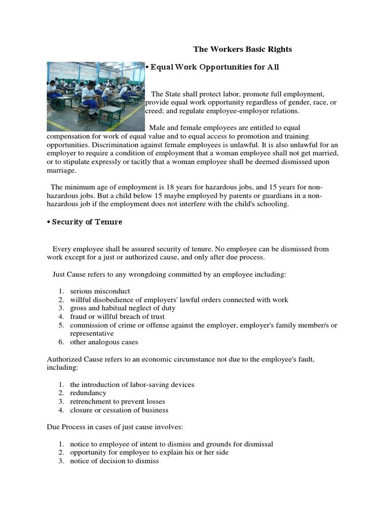 The Workers Basic Rights | PDF | Collective Bargaining | Employment