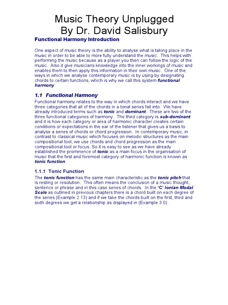 Music Theory Unplugged Functional Harmony | PDF