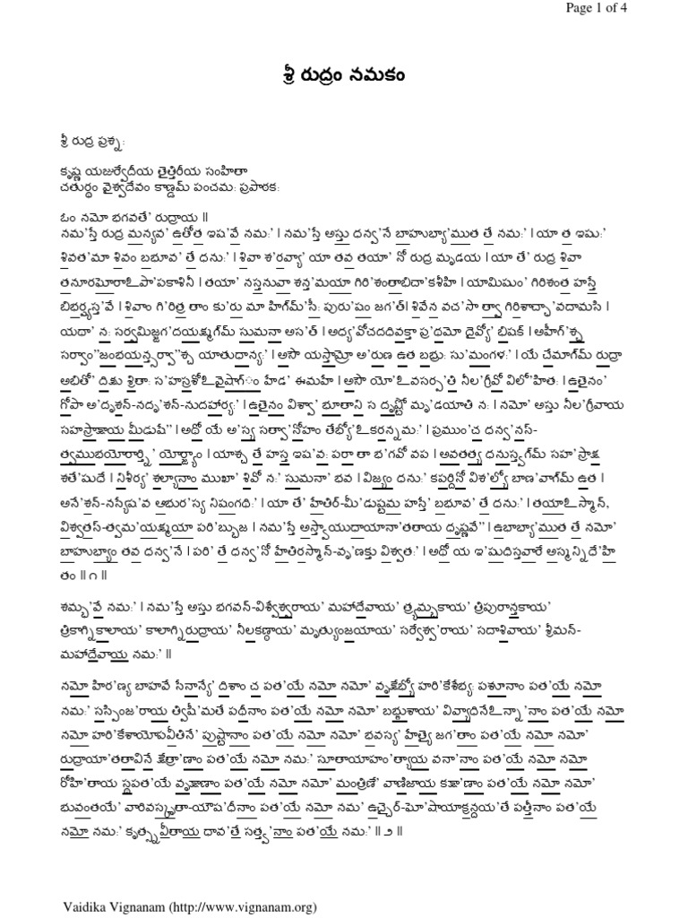 Sri Rudram Namakam Telugu | PDF
