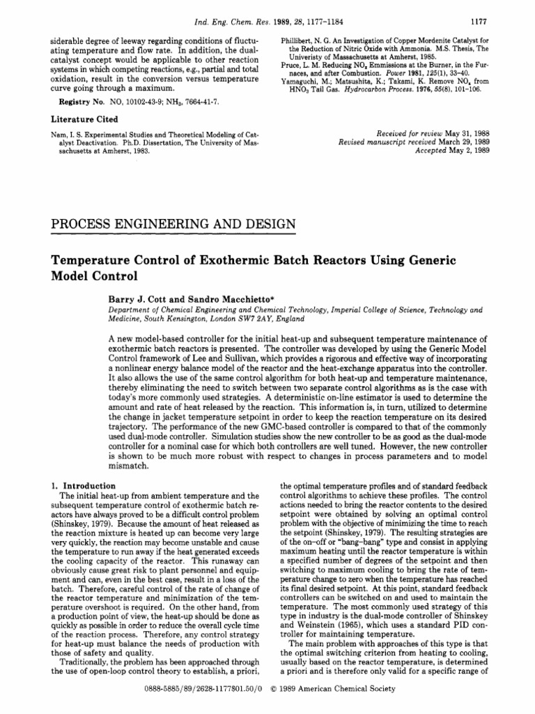 Temperature Control of Exothermic Reaction | PDF | Control Theory | Chemical Reactor