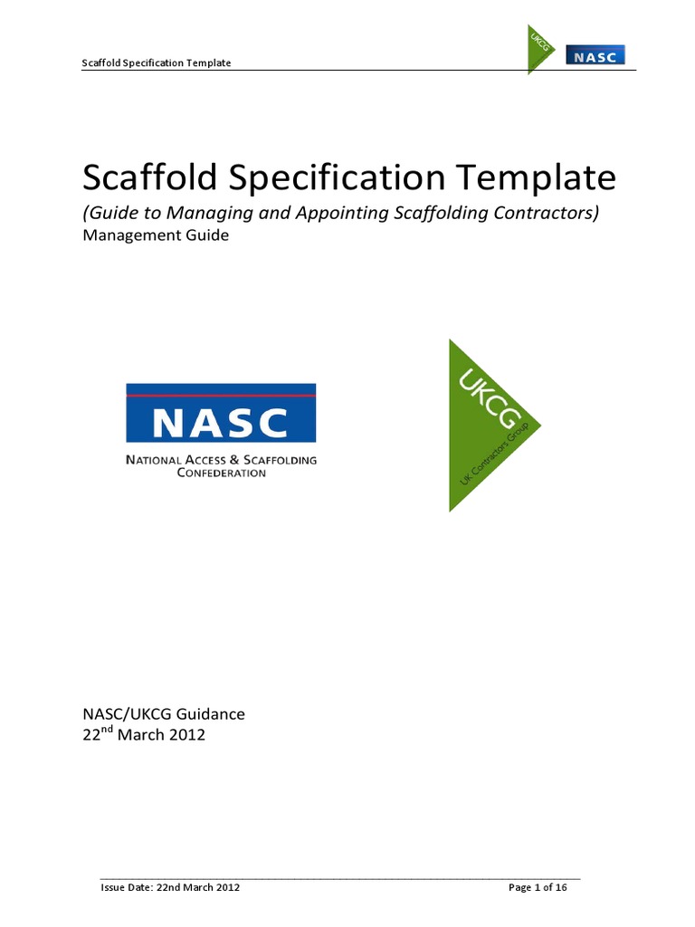NASC UKCG Scaffold Specification 2012 | PDF | Scaffolding ...
