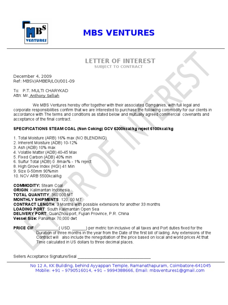 Interest Letter | PDF