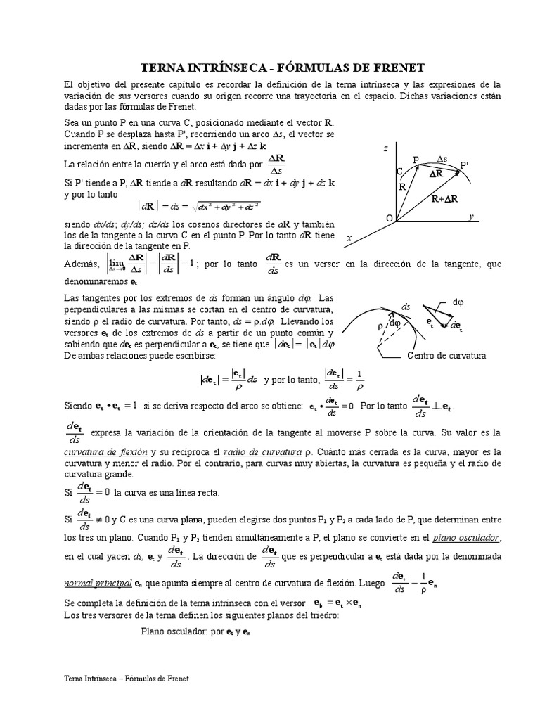 Formulas de Frenet | PDF | Objetos matemáticos | Geometría