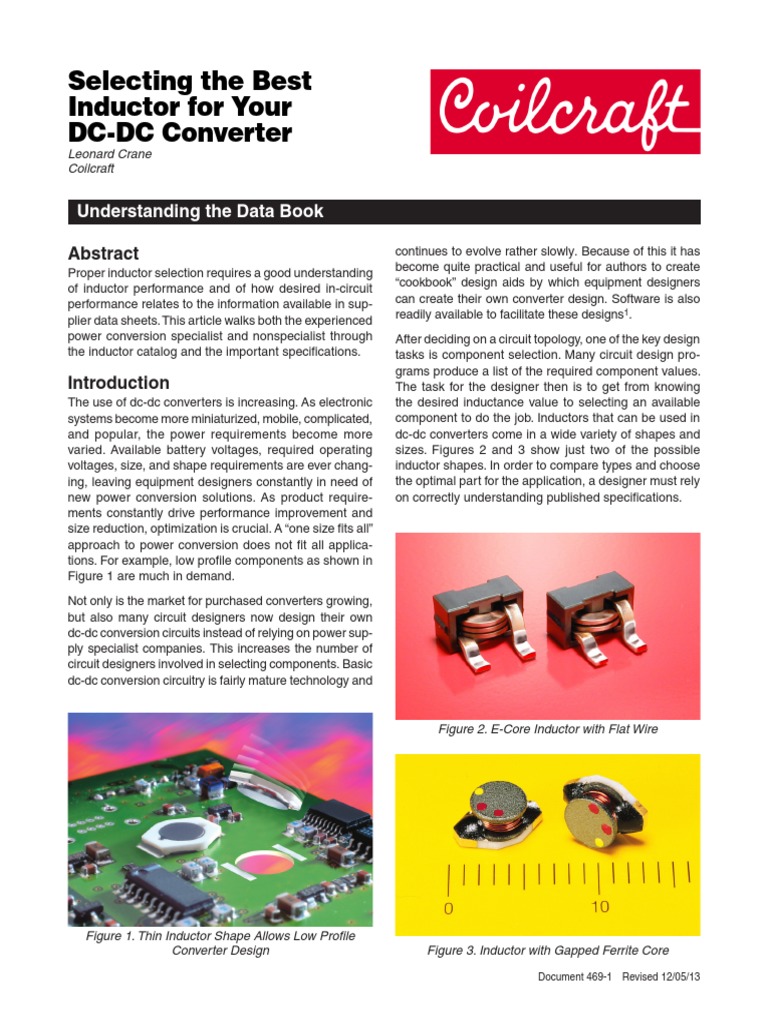 Selecting Inductors for DC-DC Converters | PDF | Inductor | Inductance