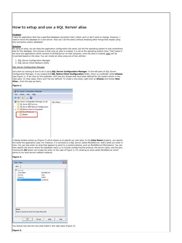 How To Setup and Use A SQL Server Alias PDF | PDF | Microsoft Sql ...