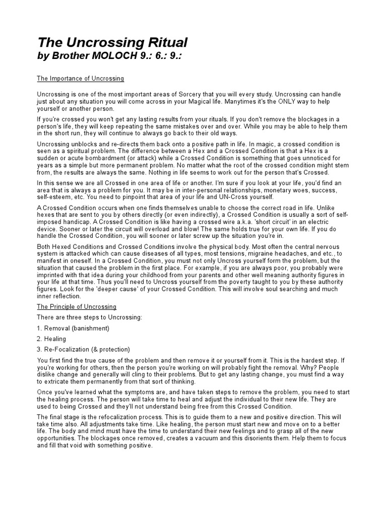 Moloch - The Uncrossing Ritual | PDF | Self-Improvement
