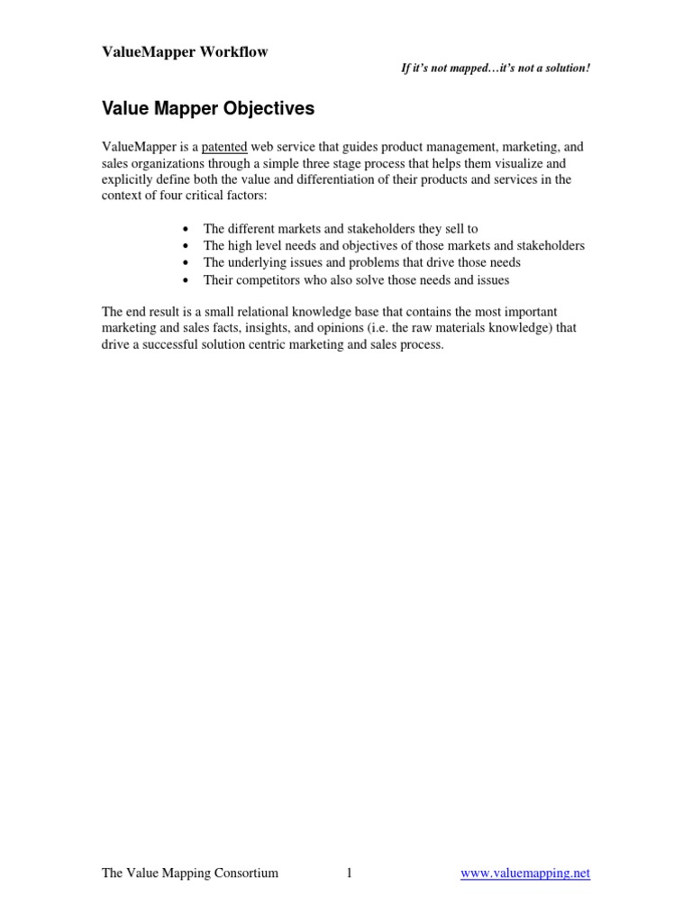 ValueMapper Workflow | PDF | Sales | Market Segmentation