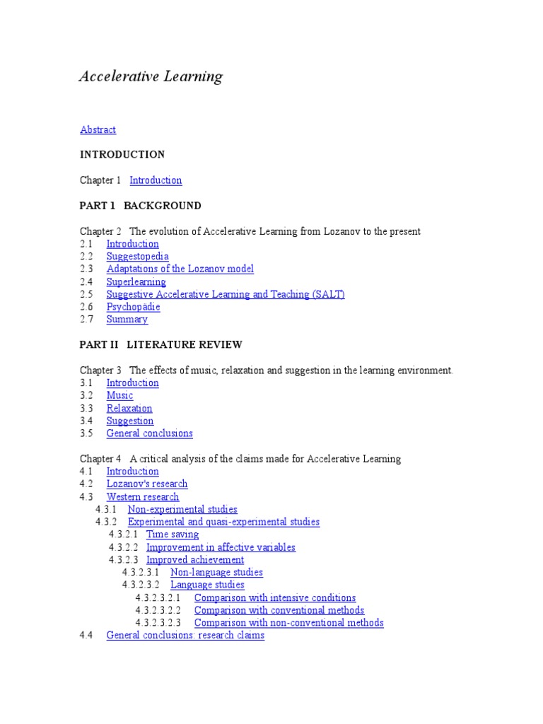 Accelerated Learning Thesis | PDF | Teaching Method | Perception
