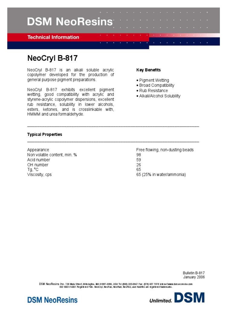 NeoCryl B-817 Pds | PDF | Patent Infringement | Common Law