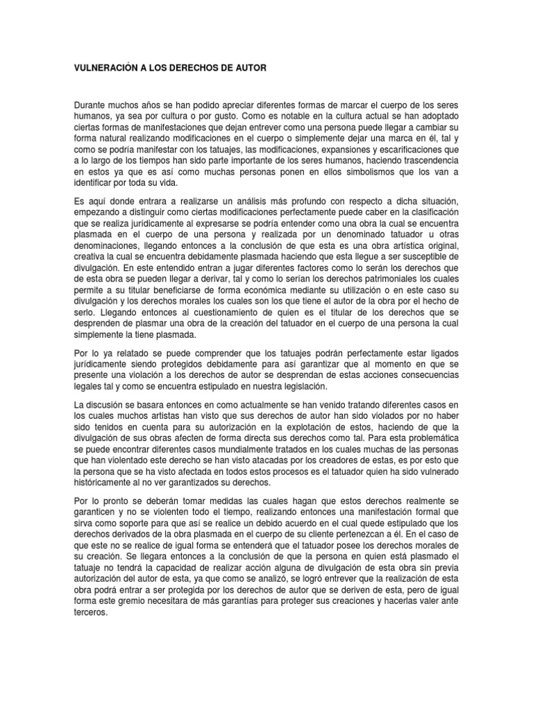 Propiedad Intelectual. Tatuajes | PDF | Autor | Tatuaje