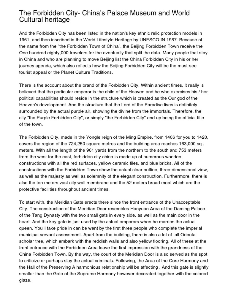 The Forbidden City - China's Palace Museum and World Cultural Heritage ...