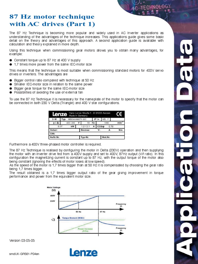 Lenze Motor 87hz | PDF | Power Inverter | Inductor