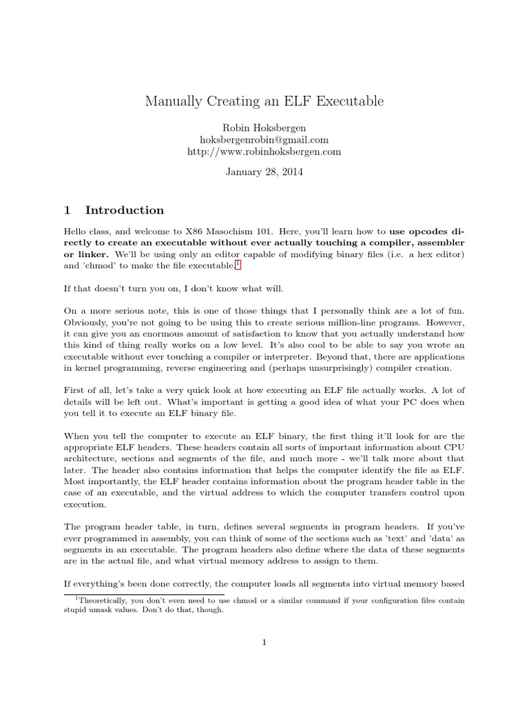 Manually Creating An ELF Executable | PDF | Operating System | Computer Data