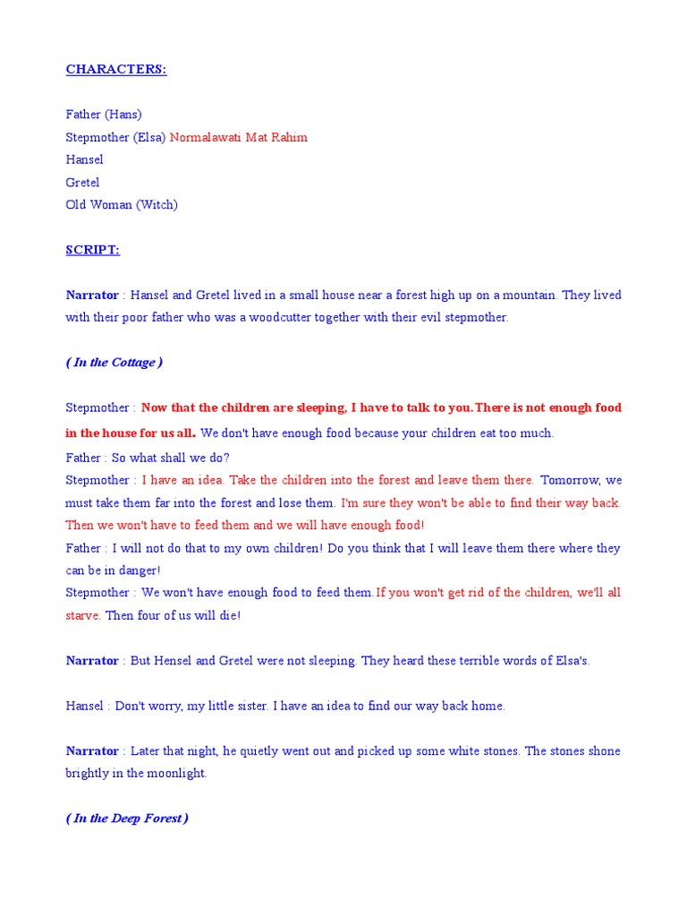 Script Hansel and Gretel-Editable Part | PDF | Witchcraft ...