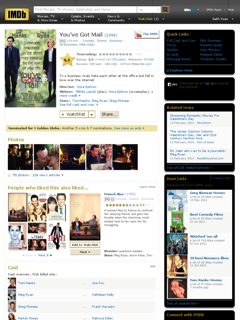 You'Ve Got Mail (1998) - IMDb | PDF | Leisure | Entertainment (General)