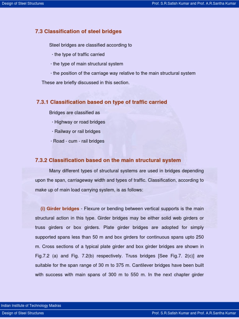 7.3 Classification of Steel Bridges | PDF | Truss | Bridge