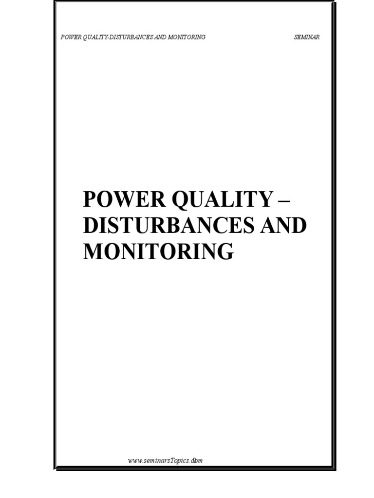 Power Quality Disturbances | PDF | Electric Current | Electrical ...