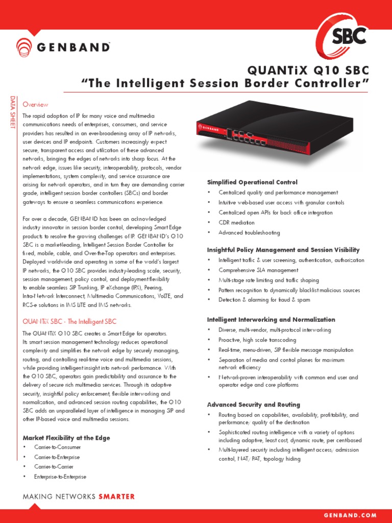 Q10 SBC Datasheet Rev1 | PDF | Session Initiation Protocol | Information Age