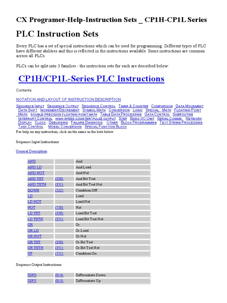 PLC Instruction Guide | PDF | Programmable Logic Controller | Binary Coded Decimal