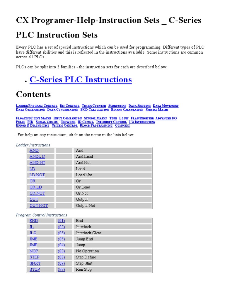 CX Programer-Help-Instruction Sets - C-Series | PDF | Trigonometric ...