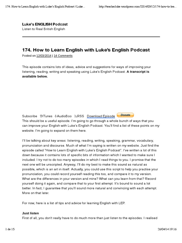 How To Learn English With Luke's English Podcast - Luke's ENGLISH ...