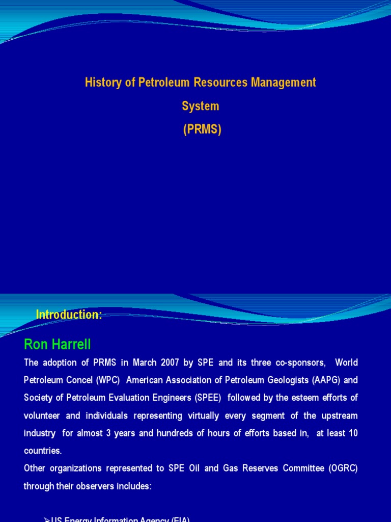 History of PRMS | PDF | Oil Reserves | Industries