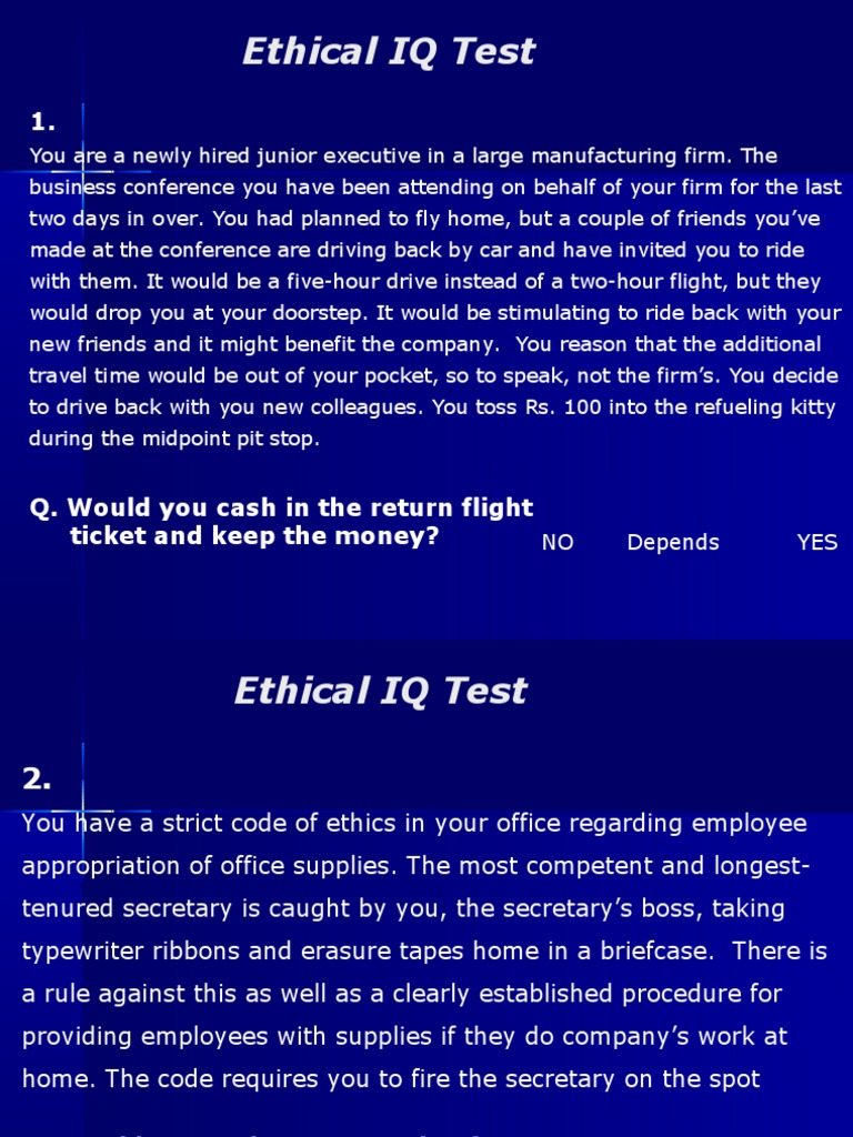 Ethical IQ Test | PDF | Marketing | Business