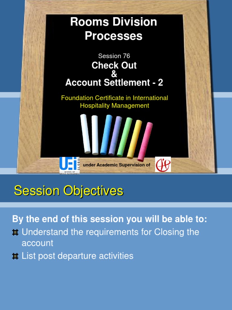 Rooms Division Processes: Check Out & Account Settlement - 2 | PDF ...