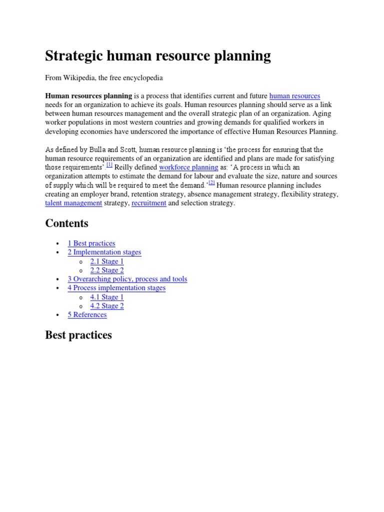 Strategic Human Resource Planning Guide | PDF | Employment | Human ...