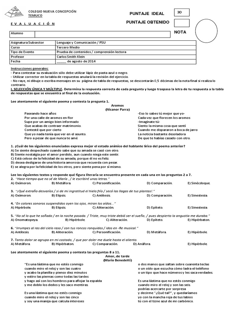 Prueba III | PDF | Rima | Poesía