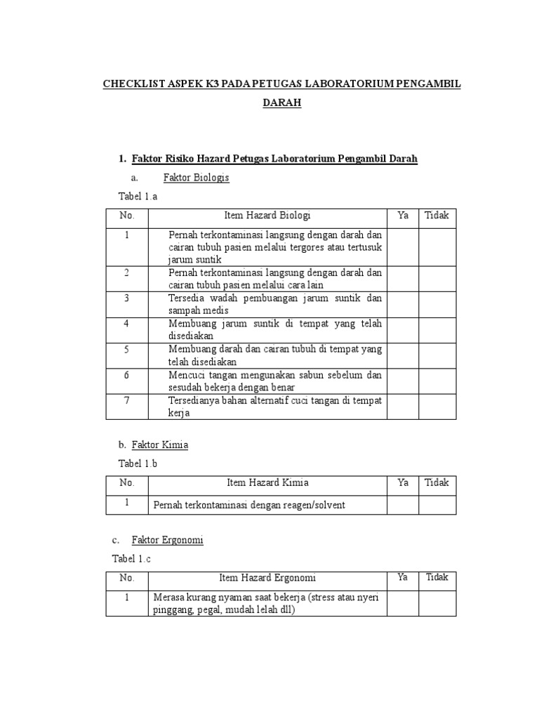 Checklist Penelitian k3 | PDF