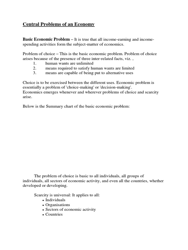 Central Problems of An Economy | Download Free PDF | Economics | Economies